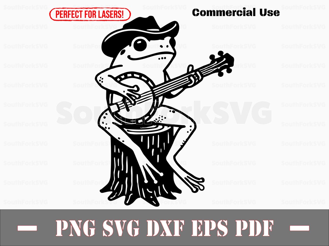 Frog Toad Playing Banjo Svg Png Dxf Eps Pdf | Laser Engrave Cut Print ...