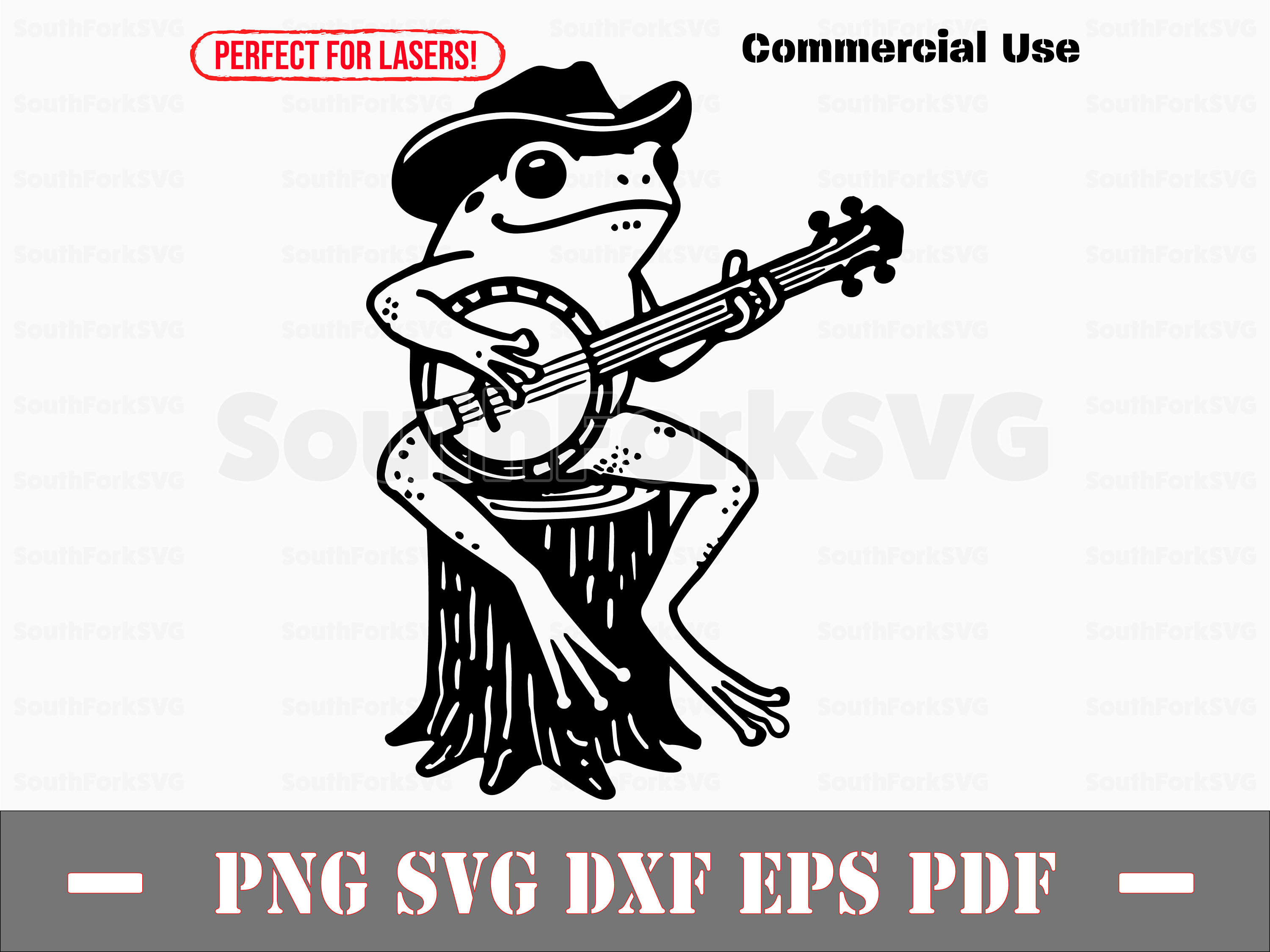 Frog Toad Playing Banjo Svg Png Dxf Eps Pdf | Laser Engrave Cut Print ...