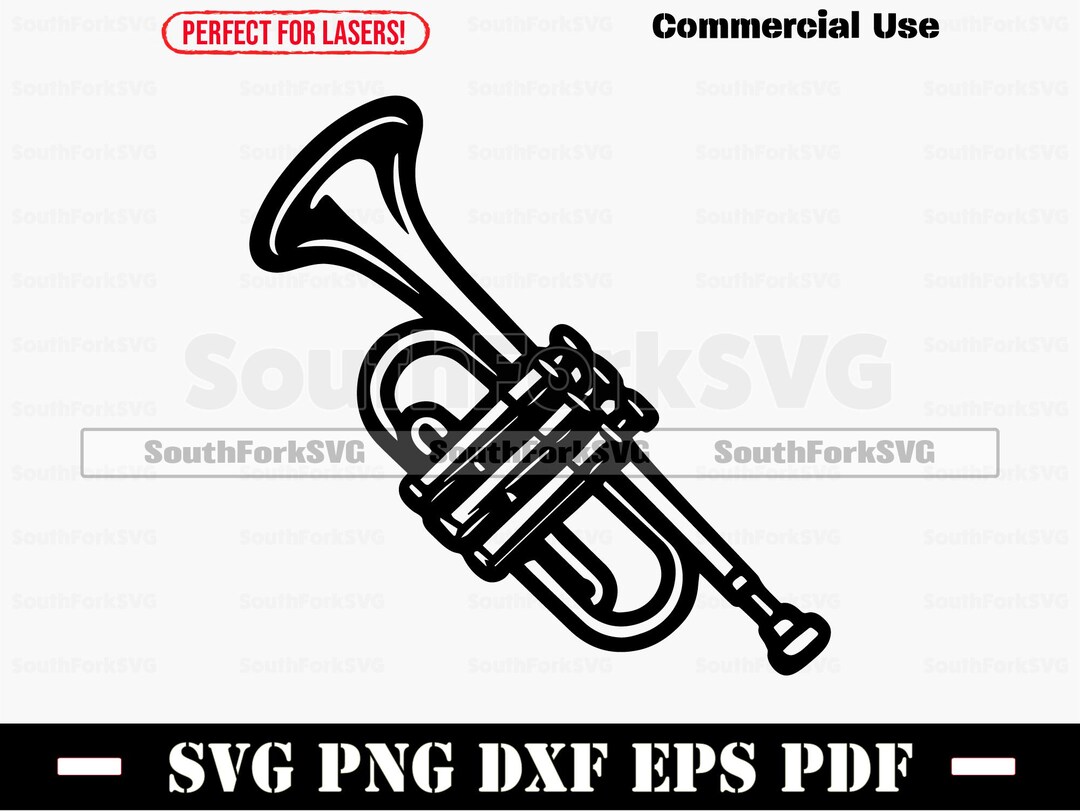 Trumpet Svg Png Dxf Pdf Eps | Cut Print Laser Digital File | Instant ...