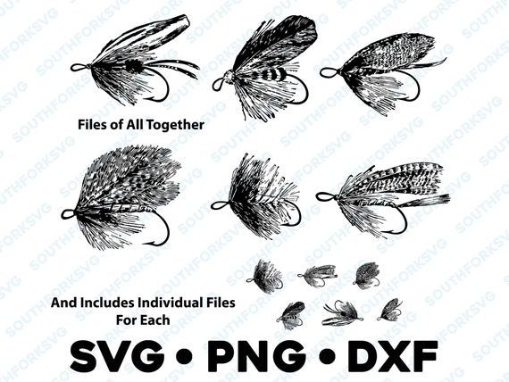 Vintage Dry Fly Fishing Bundle SVG PNG DXF Transparent Graphic - Etsy
