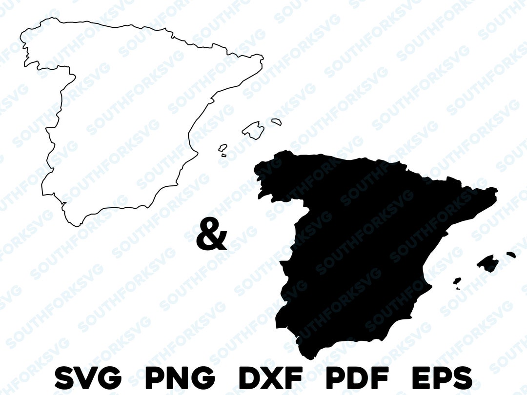 Spain Country Silhouette & Outline Shapes Svg Png Dxf Pdf Eps Vector ...