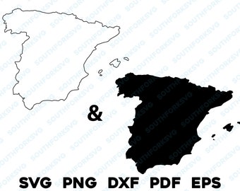Spain Map Svg Png - Etsy