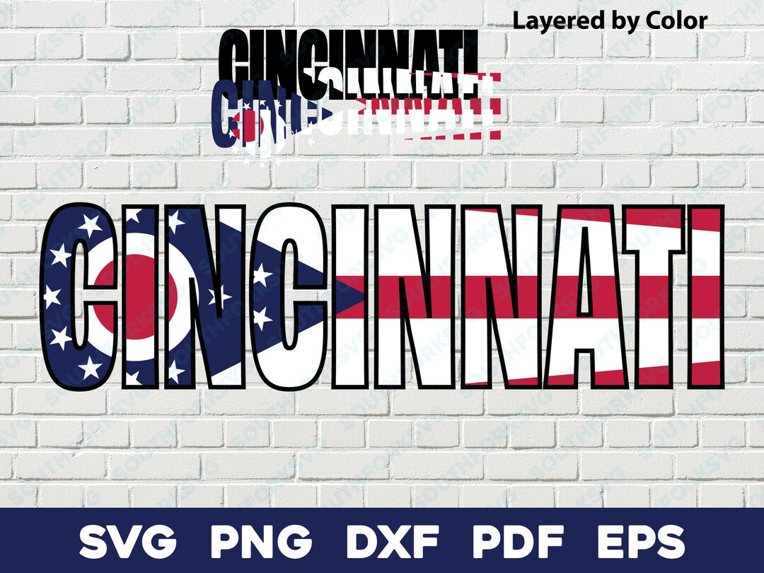Cincinnati Ohio State Flag Svg Png Dxf Eps Pdf Layered by Color Vector ...