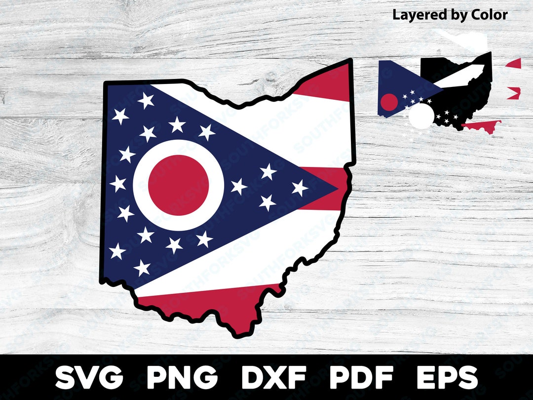 Ohio State Shape Flag | Svg Png Dxf Eps Pdf | Layered by Color Vector ...