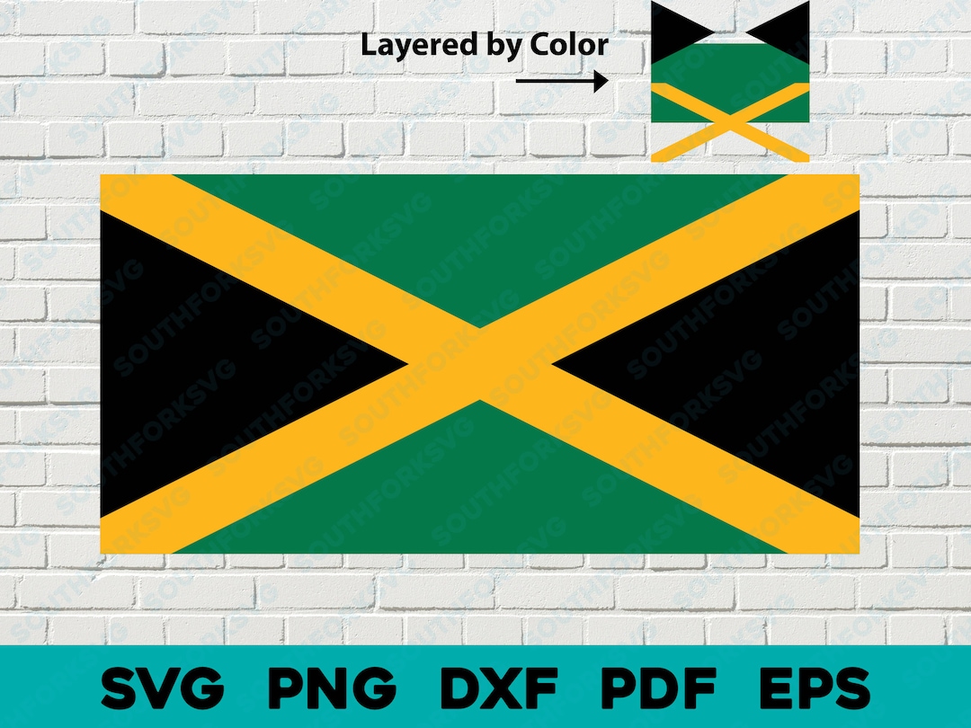Jamaica National Flag Layered by Color Svg Png Dxf Eps Pdf Vector ...