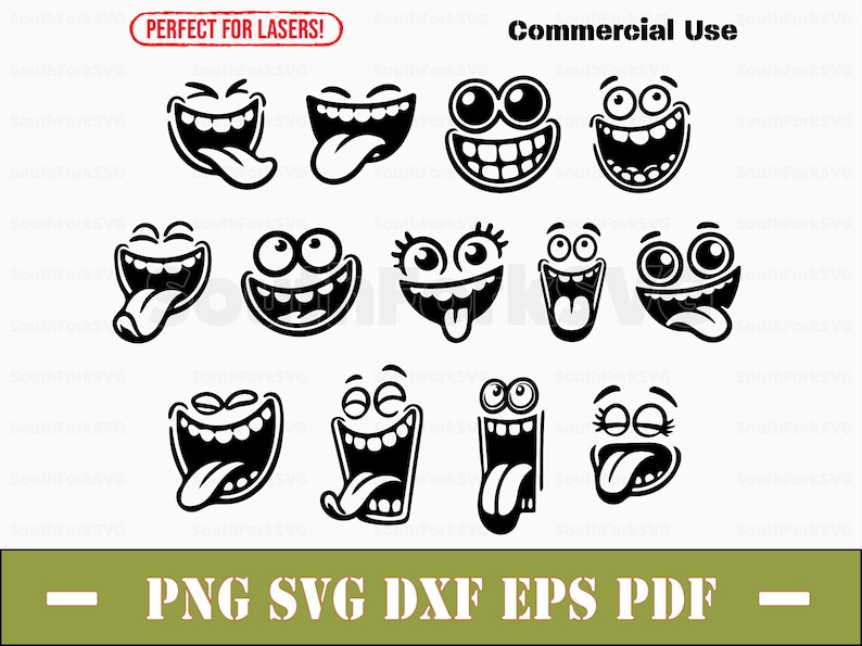Paquete de caras divertidas svg png dxf eps pdf / gráfico vectorial ...