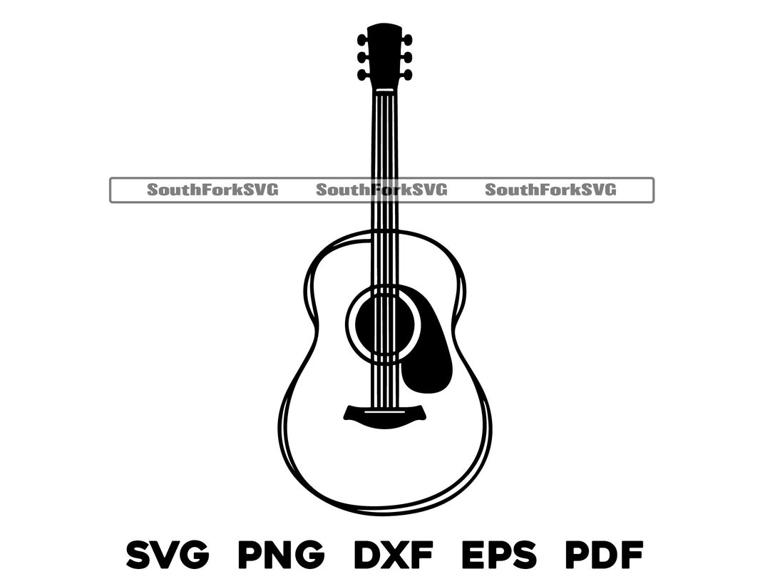 Acoustic Guitar Line Art | Svg Png Dxf Eps Pdf Vector Graphic Cut File ...