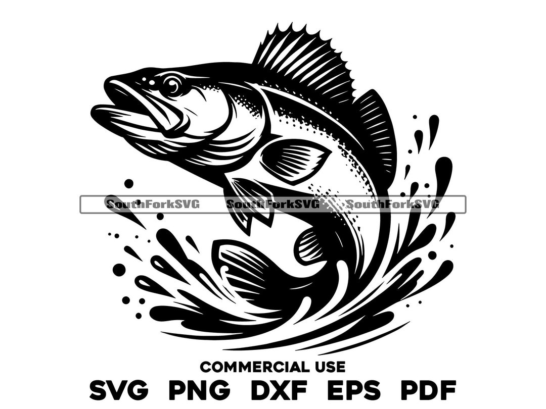 Walleye Jumping Svg Png Dxf Eps Pdf | Transparent Vector Graphic Design ...