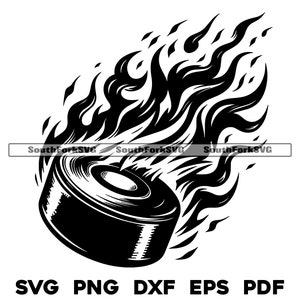 Flaming Hockey Puck Design Files | Svg Png Dxf Eps Pdf | Transparent ...