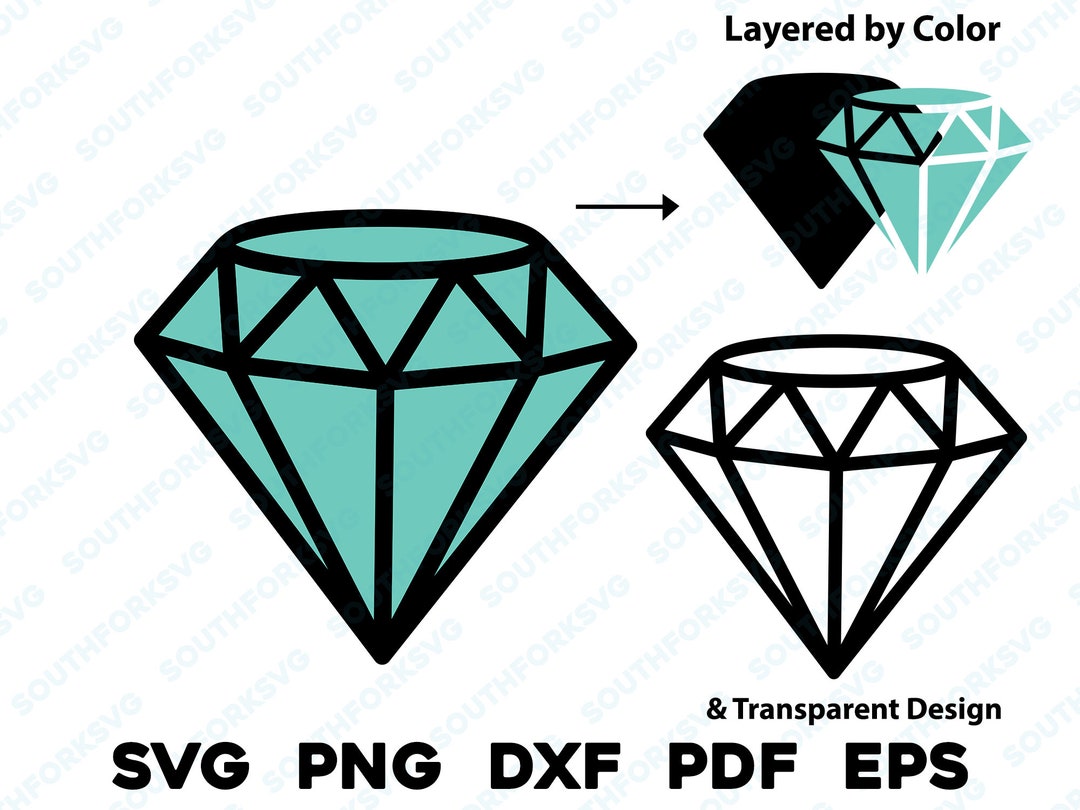 Diamond Gem Jewel Svg Png Dxf Eps Pdf Layered by Color Cut File ...