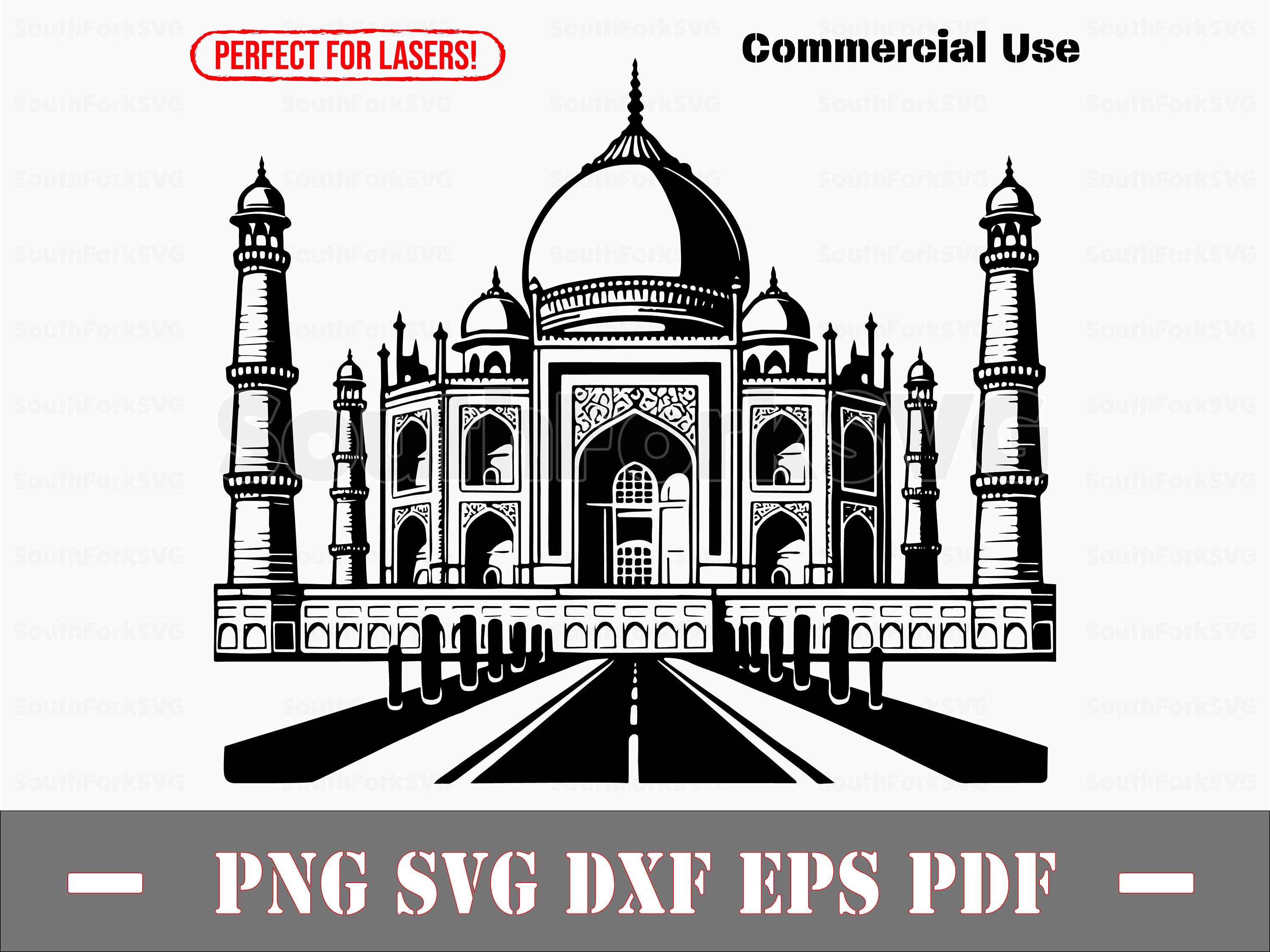Taj Mahal Svg Png Dxf Eps Pdf | Laser Engrave Cut Print Files Vector ...
