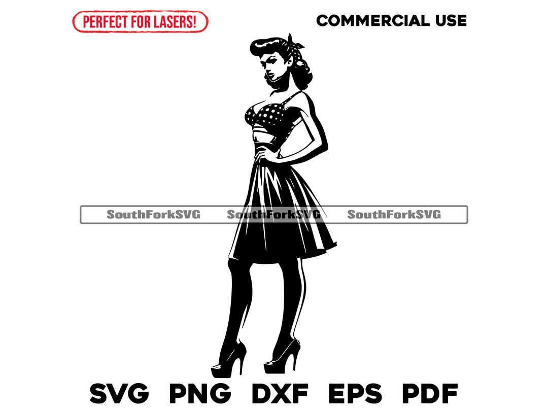 Classic 1950s Pinup Girl Svg Png Dxf Eps Pdf Files | Cut Print Laser ...