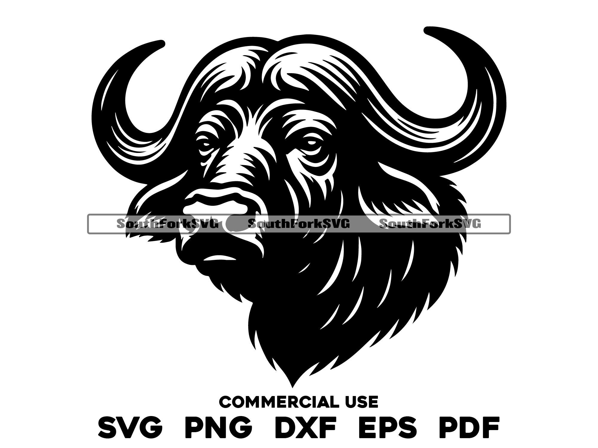 Cape Buffalo Head Design | Svg Png Dxf Eps Pdf | Vector Graphic Cut ...