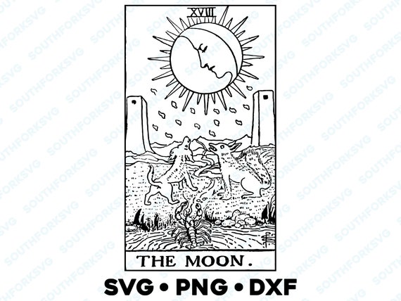 The Moon Tarot Card Major Arcana Rider Waite Deck SVG PNG DXF - Etsy