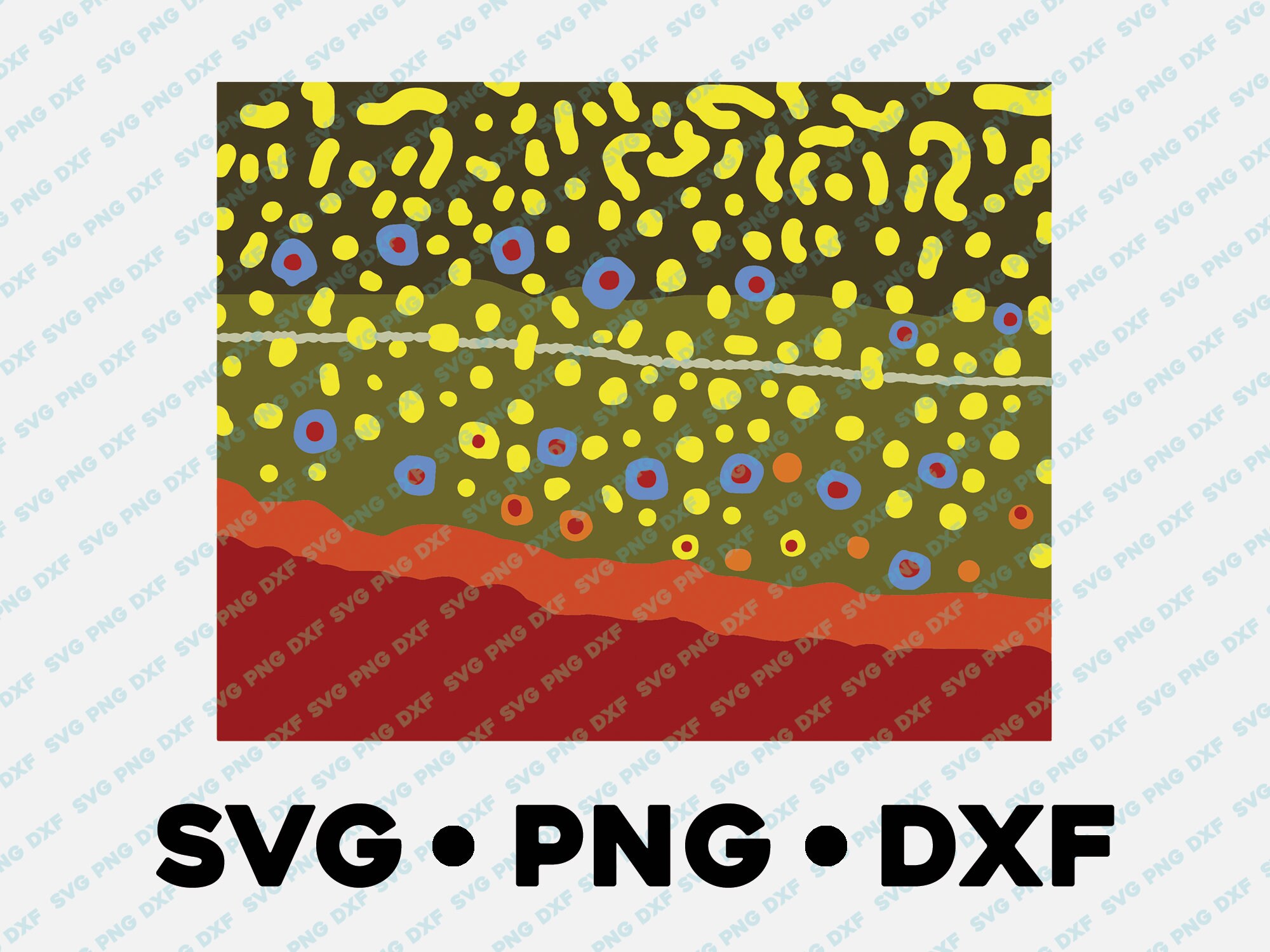 Brook Trout Skin Pattern SVG PNG DXF Vector Transparent Cameo ...