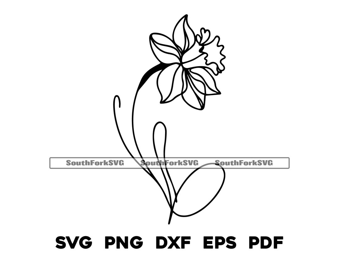 Daffodil Flower Line Art Design | Svg Png Dxf Eps Pdf | Vector Graphic ...