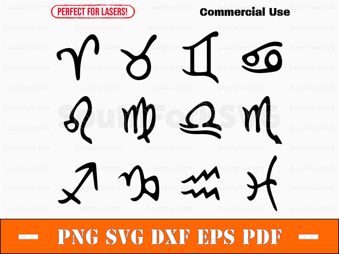 Paquete de símbolos del zodíaco svg png dxf pdf eps / diseño gráfico ...