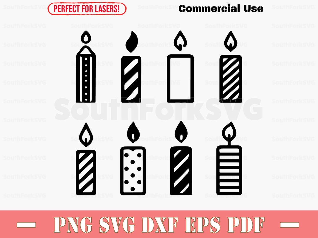 Simple Candles Bundle Svg Png Dxf Eps Pdf | Vector Graphic Cut Print ...