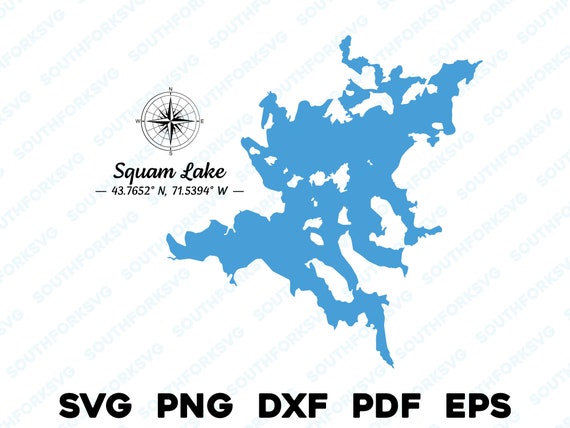 Squam Lake New Hampshire Map Shape Silhouette Svg Png Dxf Pdf - Etsy