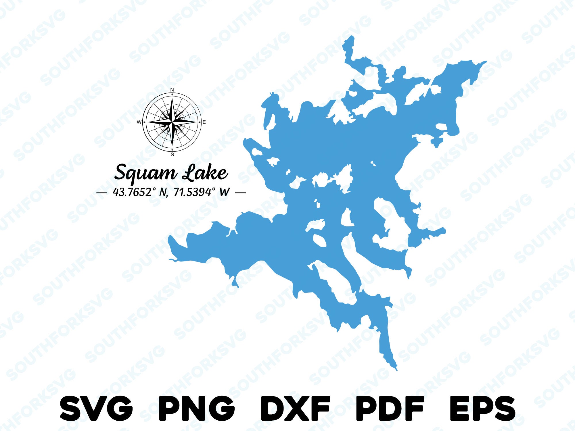Squam Lake New Hampshire Map Shape Silhouette Svg Png Dxf Pdf - Etsy