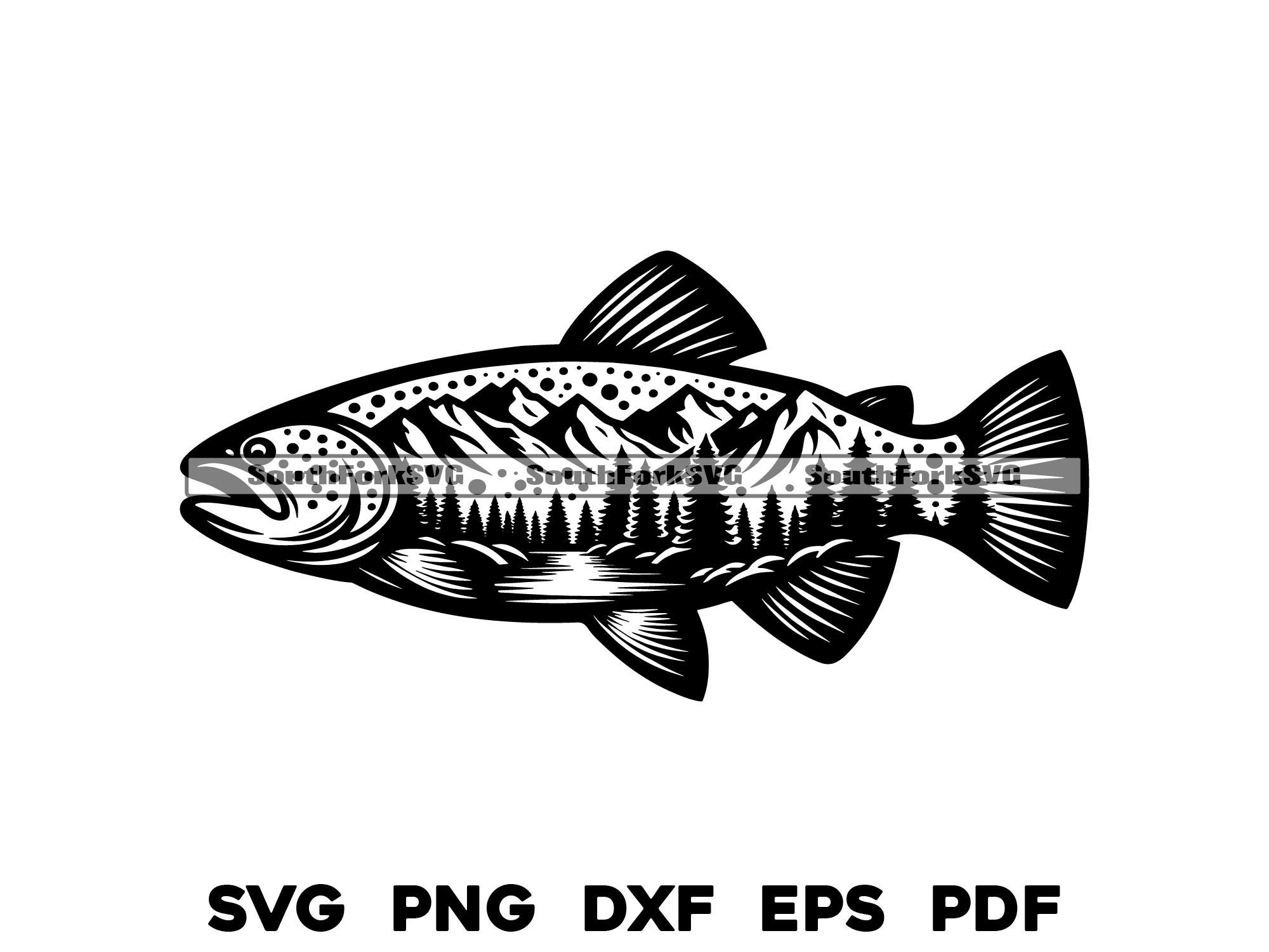 Brown Trout Mountains Outline | Svg Png Dxf Eps Pdf | Transparent ...