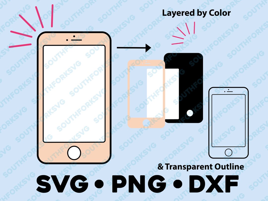 Cute Pink Cell Phone SVG PNG DXF Layered by Color Cut File Silhouette ...