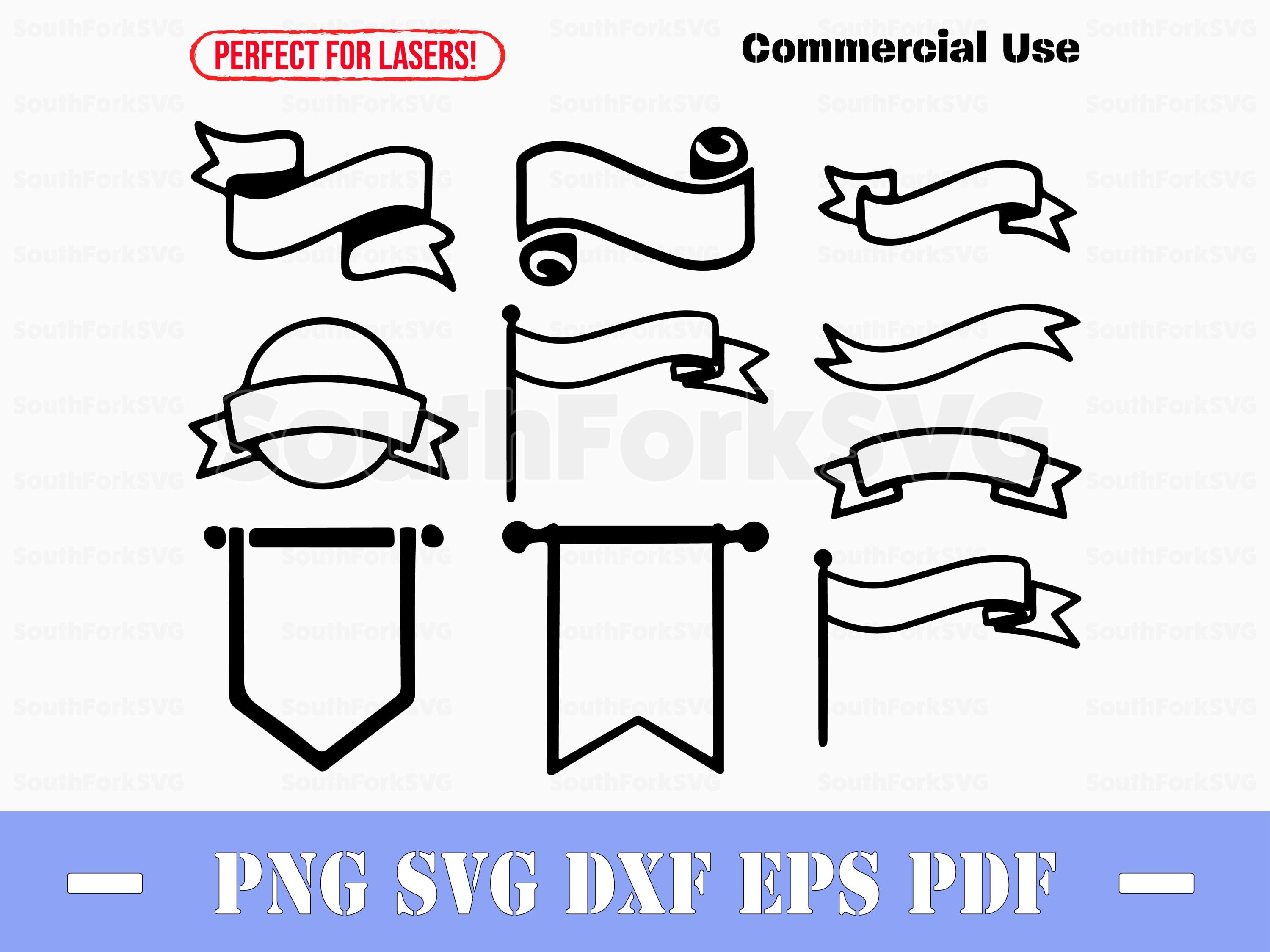 Simple Banners and Flags SVG Bundle Svg Png Dxf Eps Pdf | Vector ...