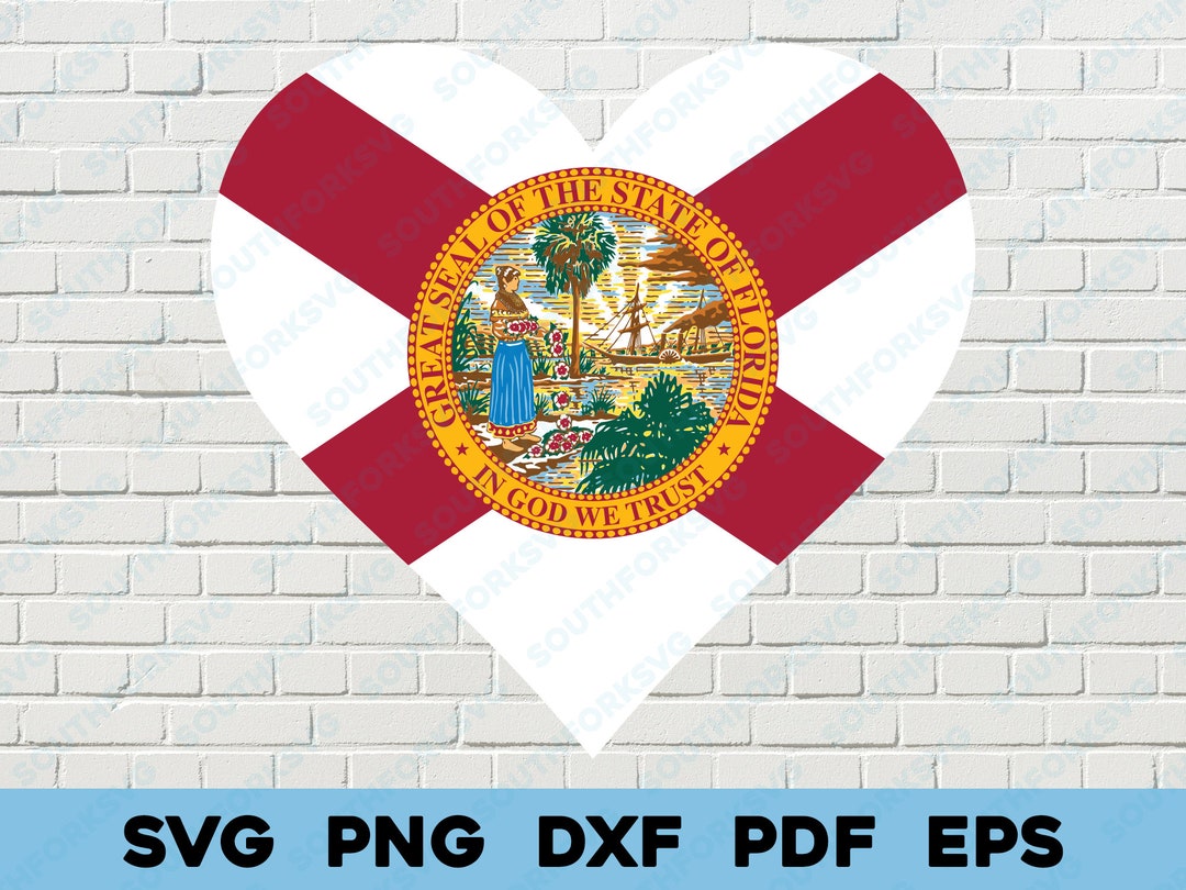 Florida State Flag Heart Svg Png Dxf Eps Pdf Vector Graphic - Etsy