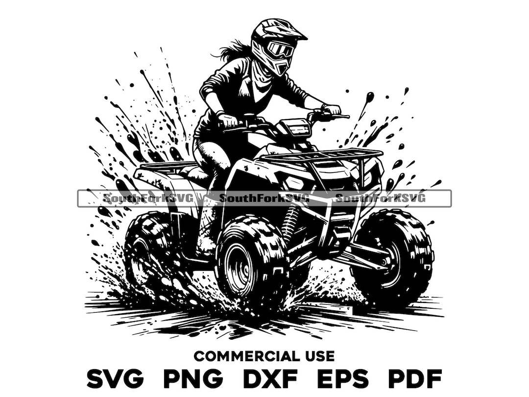 Girl on ATV Quad 4 Four Wheeler Svg Png Dxf Eps Pdf | Vector Graphic ...