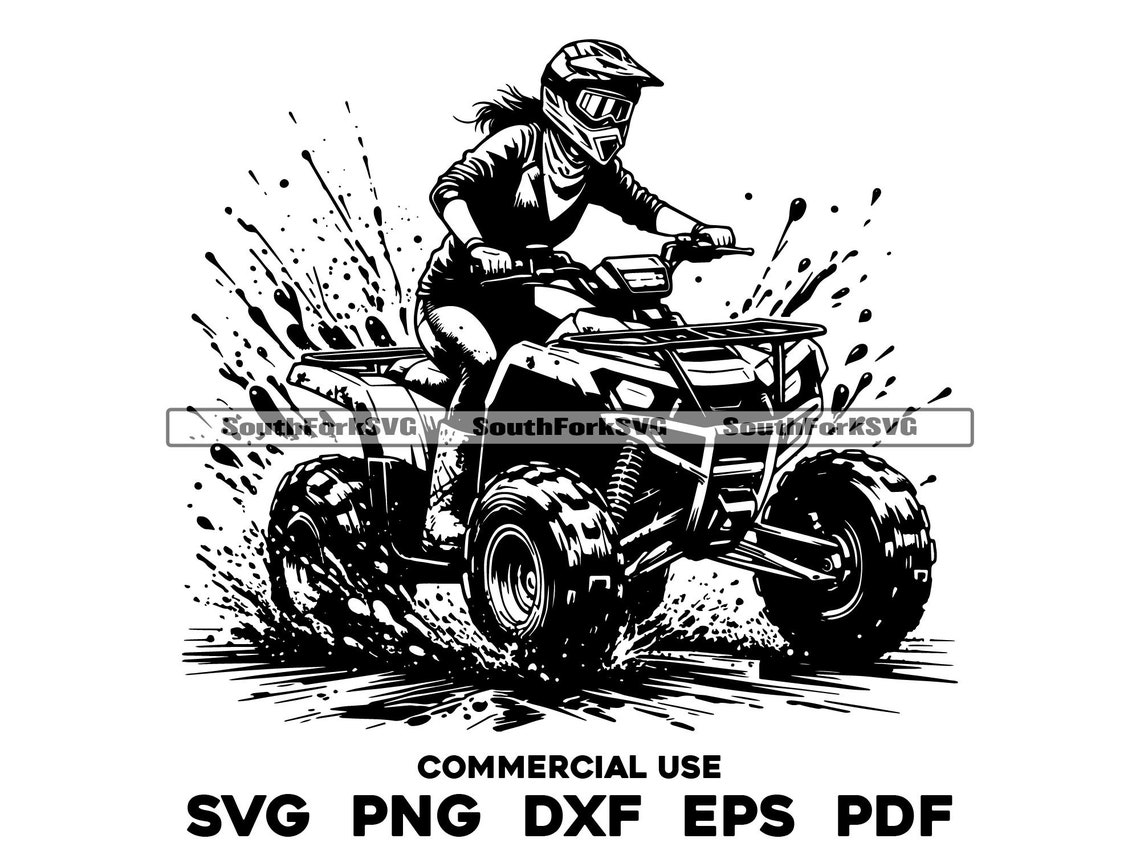 Girl on ATV Quad 4 Four Wheeler Svg Png Dxf Eps Pdf | Vector Graphic ...