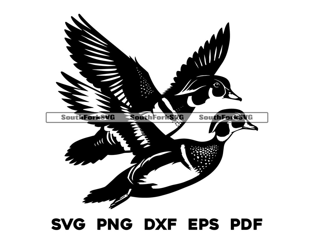 Male & Female Flying Wood Ducks | Svg Png Dxf Eps Pdf | Vector Graphic ...