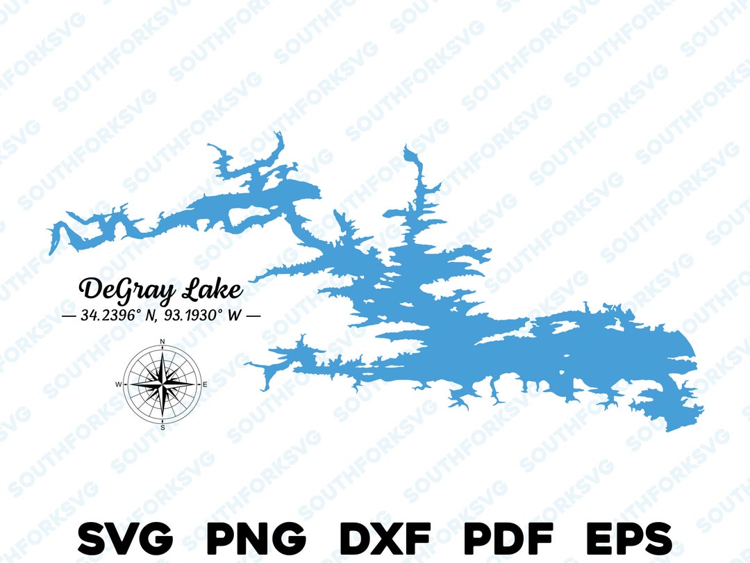 Degray Lake Arkansas Map Shape Silhouette Svg Png Dxf Pdf Eps Vector ...