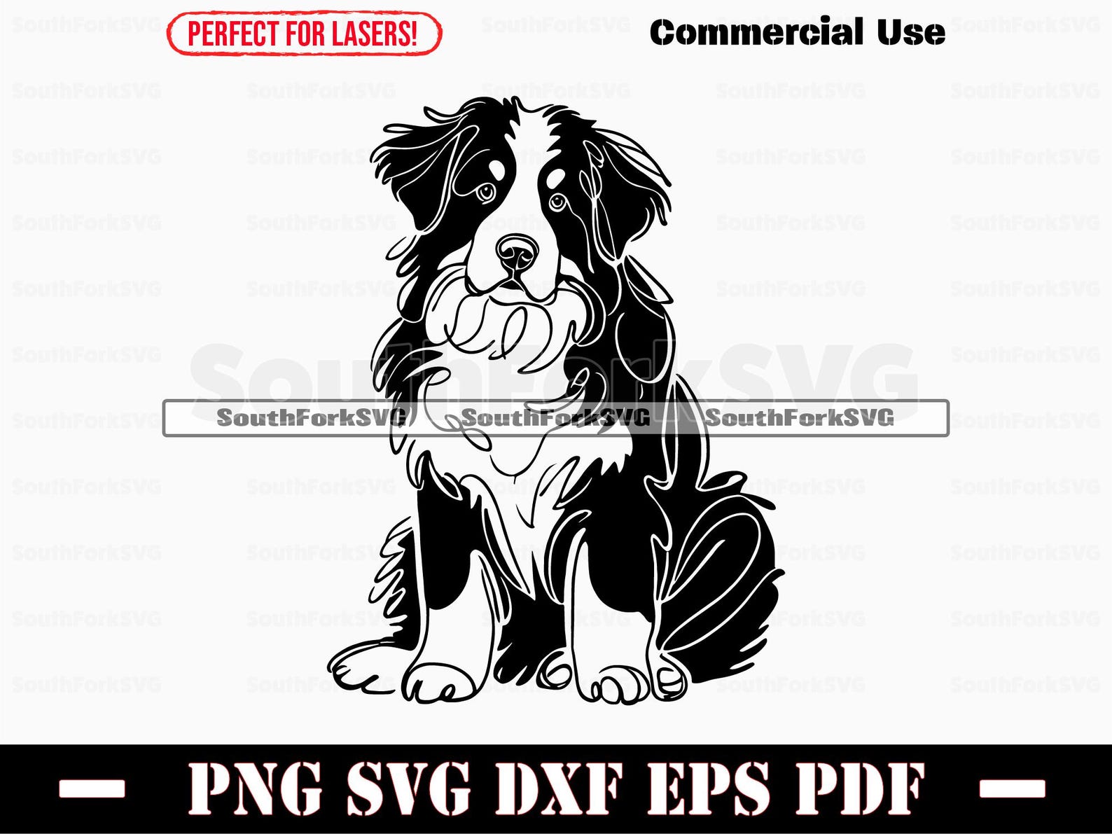 Bernese Mountain Dog Line Art | Svg Png Dxf Eps Pdf | Vector Graphic ...