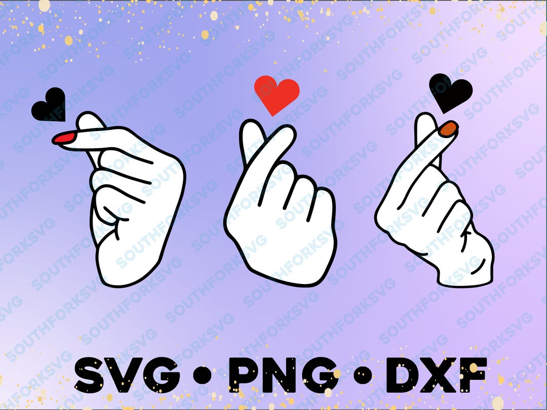 Kpop Finger Heart SVG PNG DXF Bundle Layered by Color Cut File ...