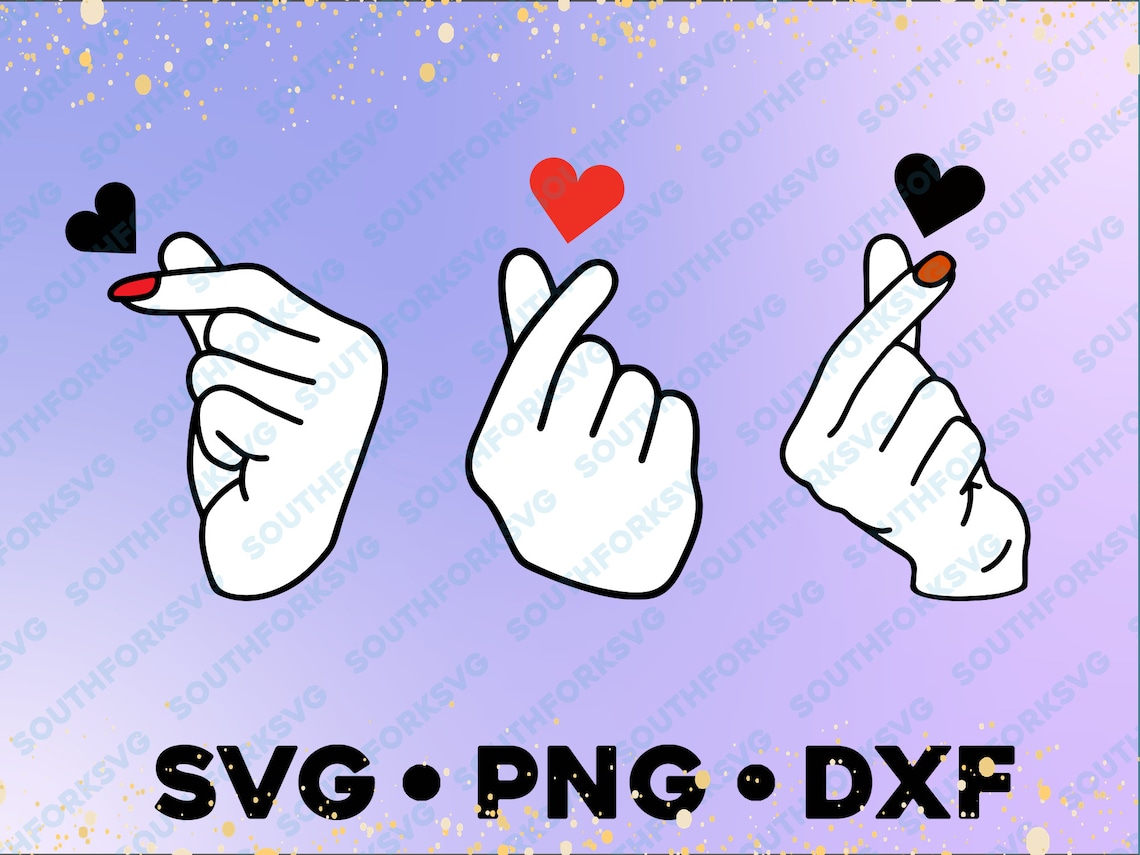 Kpop Finger Heart SVG PNG DXF Bundle Layered by Color Cut File ...