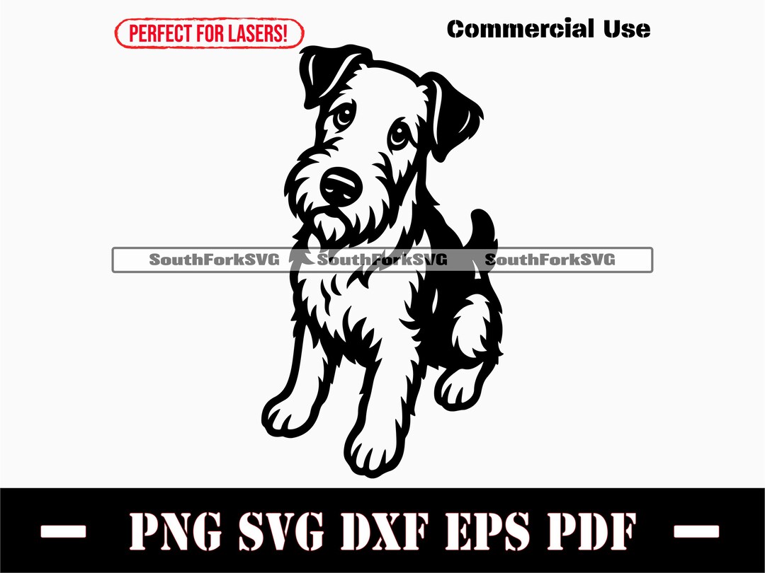 Airedale Terrier Begging Svg Png Dxf Eps Pdf | Vector Graphic Stencil ...
