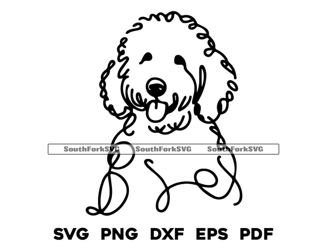 Goldendoodle Dog Minimal Line Art | Svg Png Dxf Eps Pdf | Vector ...