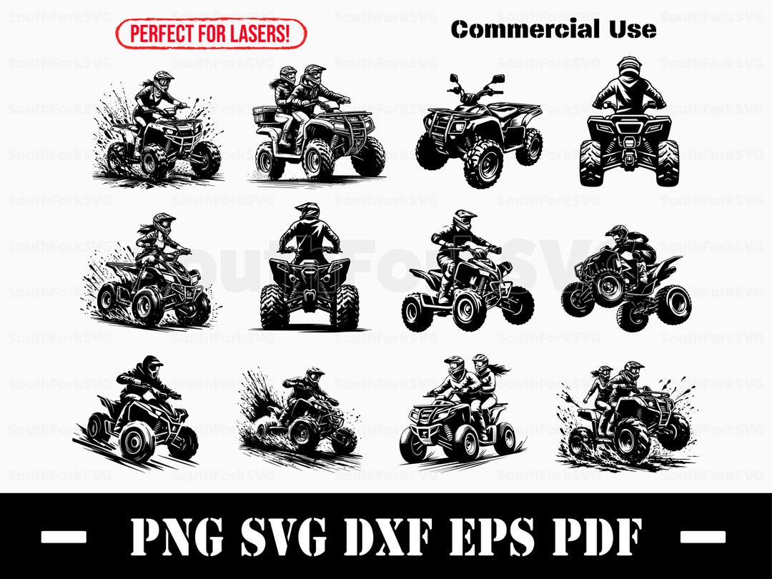 ATV Quad 4 Four Wheeler Bundle Svg Png Dxf Eps Pdf | Vector Graphic ...
