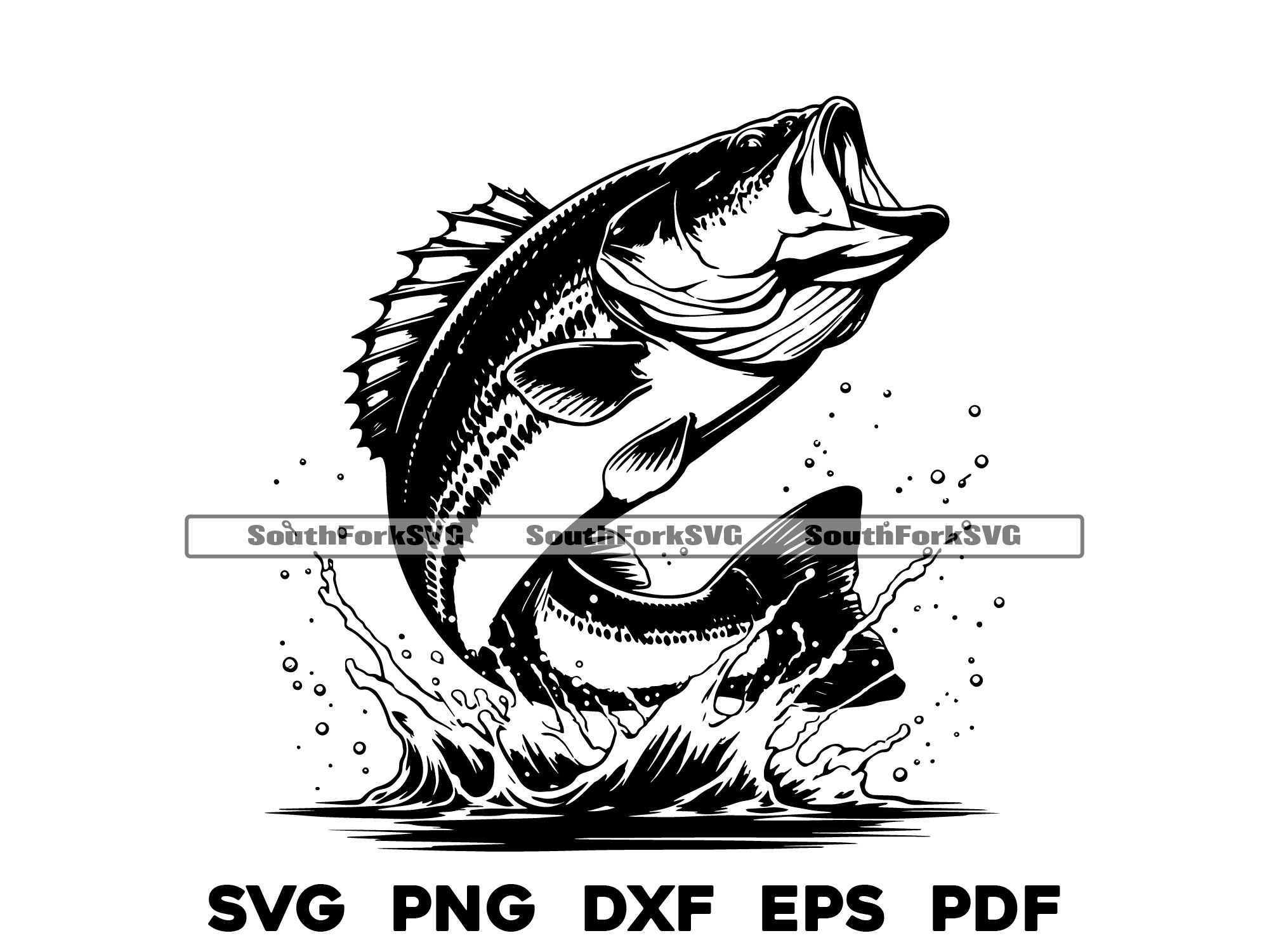 Largemouth Bass Jumping Design | Svg Png Dxf Eps Pdf | Vector Graphic ...