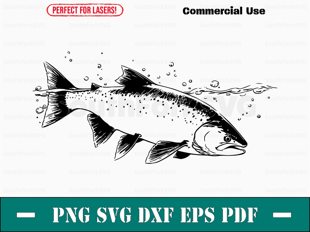 Laser Engrave File Salmon Svg Png Dxf Eps Pdf | Transparent Vector ...