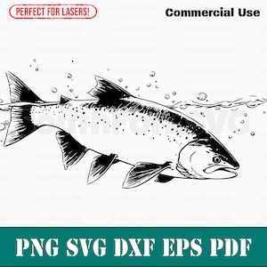 Laser Engrave File Salmon Svg Png Dxf Eps Pdf | Transparent Vector ...