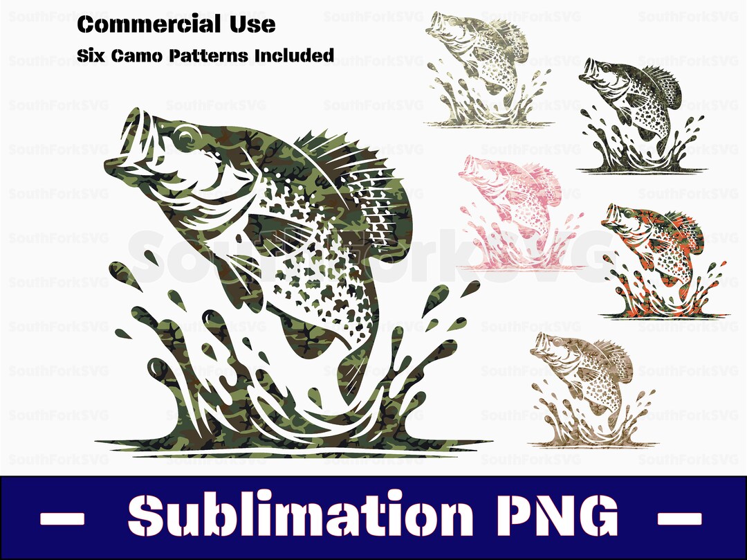 Crappie Camo Pattern Sublimation PNG Bundle Transparent High Res for ...