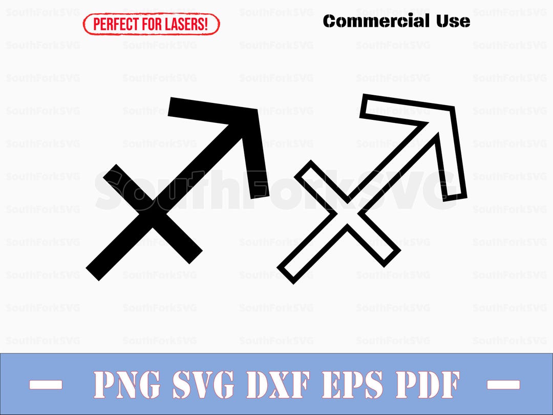 Sagittarius Zodiac Symbol Solid Silhouette & Outline Svg Png Dxf Pdf ...