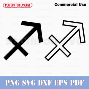 Sagittarius Zodiac Symbol Solid Silhouette & Outline Svg Png Dxf Pdf ...