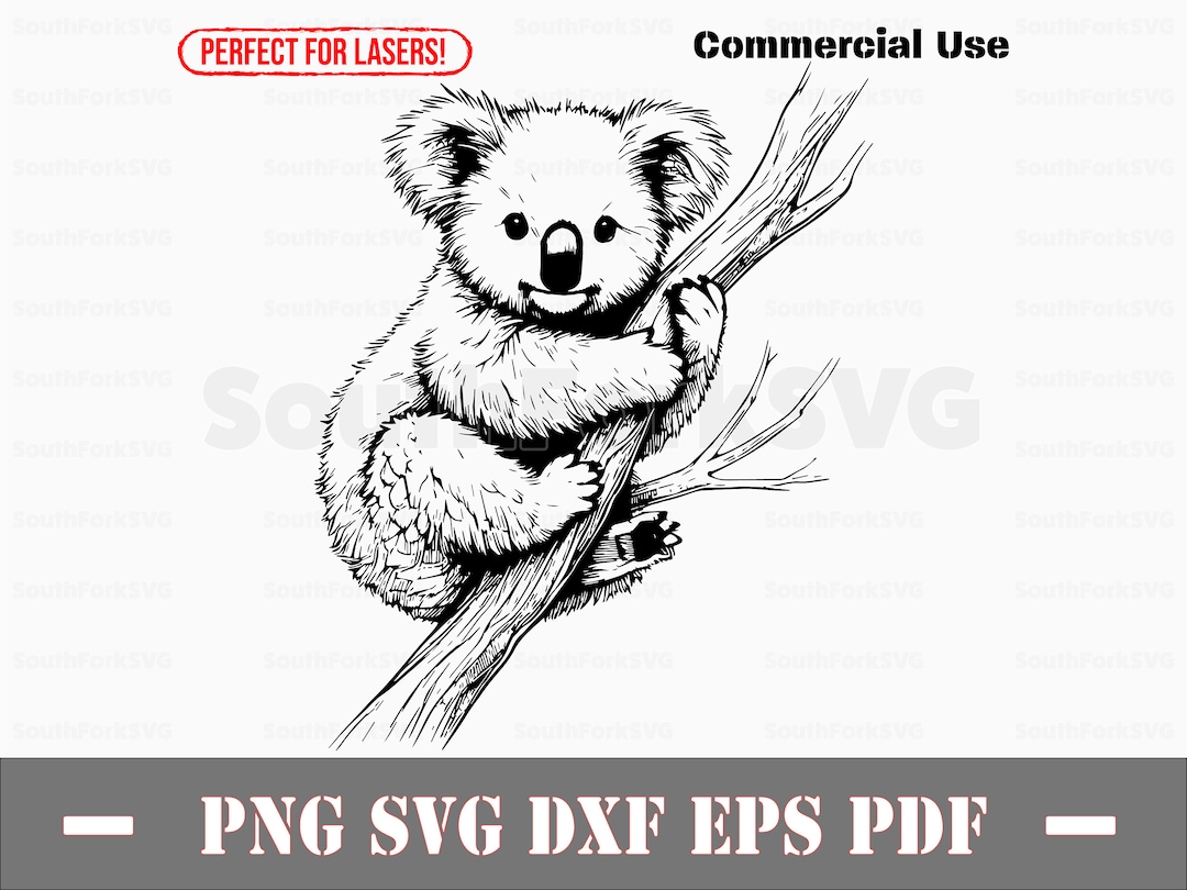 Cute Koala Laser Engrave Files Svg Png Dxf Eps Pdf | Vector Graphic Cut ...
