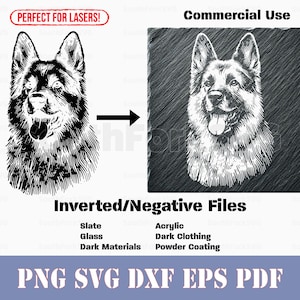 Inverted German Shepherd Portrait Svg Png Dxf Eps Pdf | Vector Graphic ...
