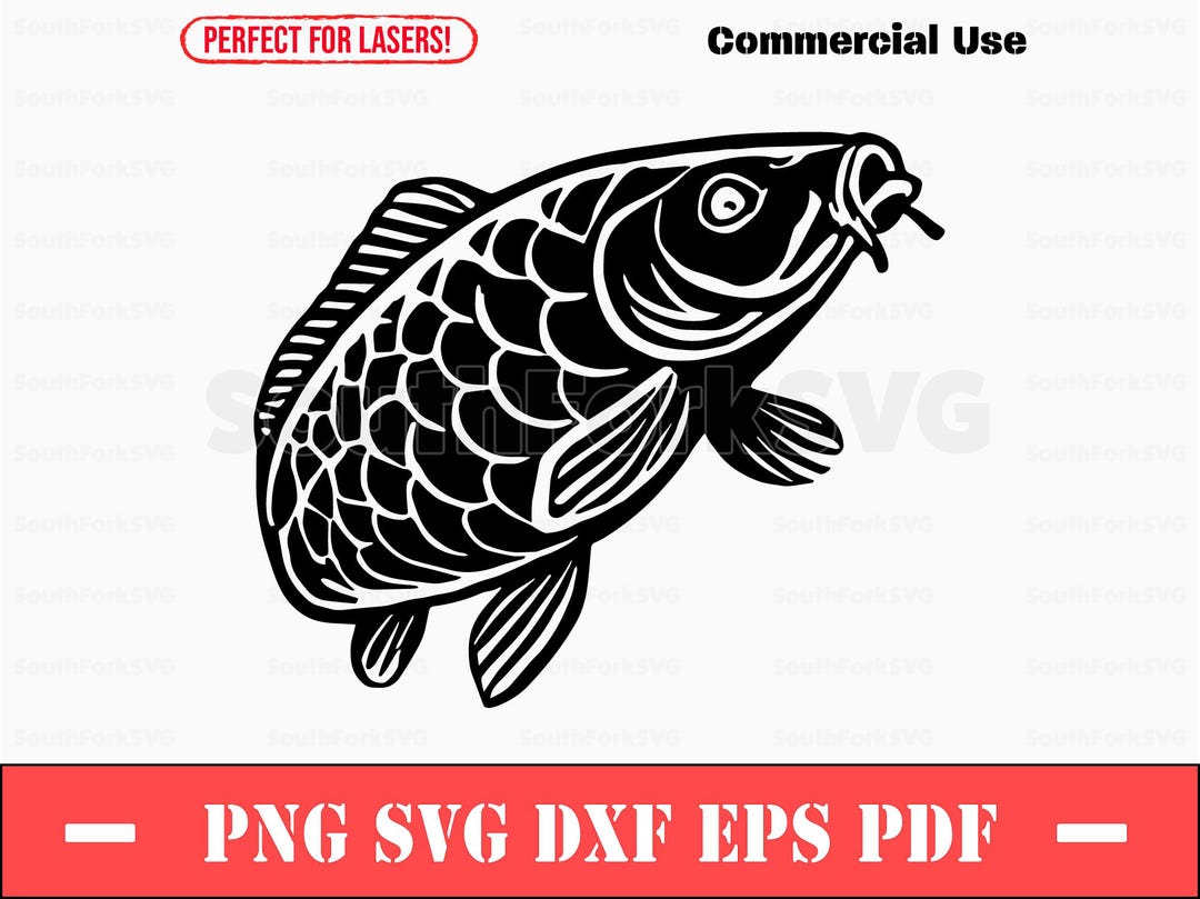 Carp Fishing Logo Svg Png Dxf Eps Pdf | Transparent Vector Graphic ...