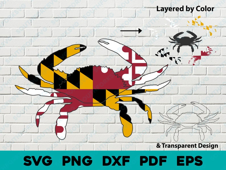 Maryland State Flag Blue Crab Svg Png Dxf Vector Graphic Design Digital ...
