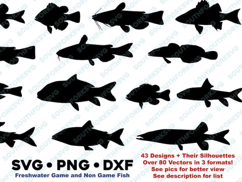 Freshwater Game & Non Game Fish Silhouettes Mega Bundle SVG - Etsy