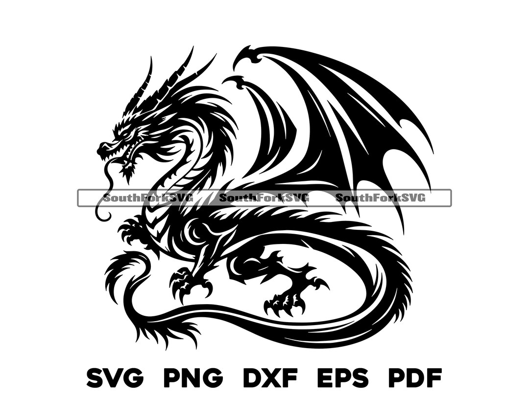Chinese Dragon | Svg Png Dxf Eps Pdf | Vector Graphic Cut File Laser ...